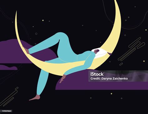 잠자는 여자의 밤 꿈 상상력 꿈의 나라 요정 세계 개념 졸린 캐릭터 몽상가가 떠 다니며 환상을 날고 있습니다 잠자기에 대한 스톡 벡터 아트 및 기타 이미지 Istock