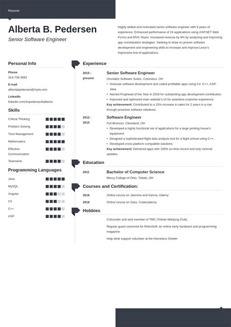 Senior Software Engineer Resume Template