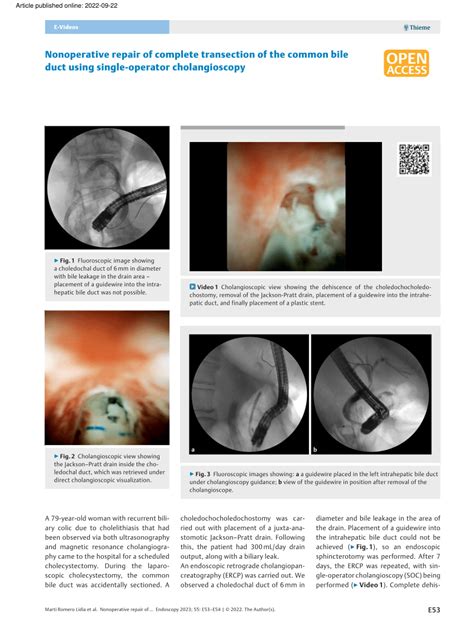 Pdf Nonoperative Repair Of Complete Transection Of The Common Bile Duct Using Single Operator