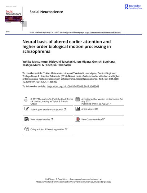 Pdf Neural Basis Of Altered Earlier Attention And Higher Order Biological Motion Processing In