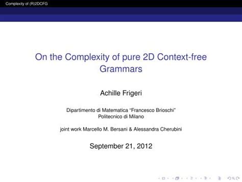 On The Complexity Of Pure 2d Context Free Grammars