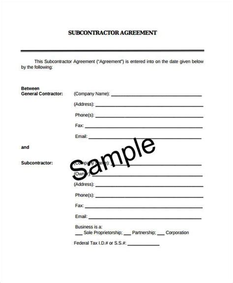 Free 7 Sample Subcontractor Contract Forms In Pdf Ms Word