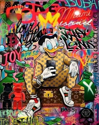 Dagobert Duck Comic Art Graffiti Luxus Pop Art Leinwand Wandbild