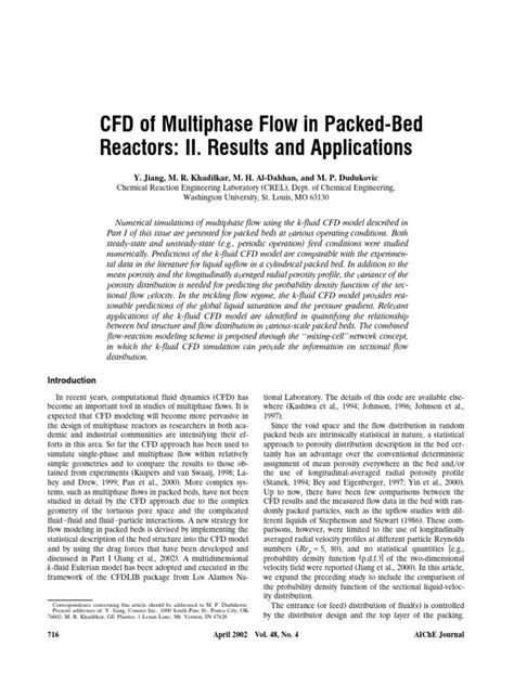 Jiang2002 Cfd Of Multiphase Flow In Packed Bed Pdf Computational
