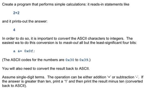 Create A Program That Performs Simple Calculations Chegg