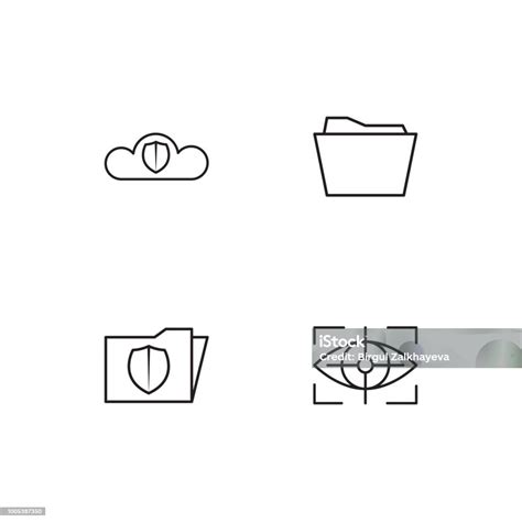 사이버 보안 선형 아이콘 설정합니다 간단한 개요 벡터 아이콘 네트워크 보안에 대한 스톡 벡터 아트 및 기타 이미지 네트워크 보안 눈 신체 부분 디자인 Istock