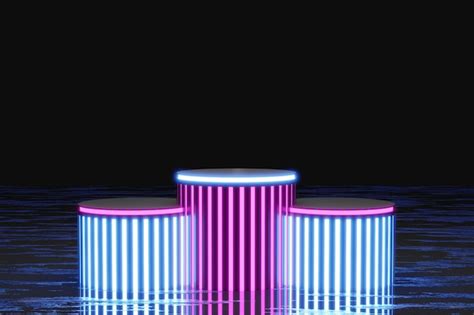 Premium Photo Podium For Product Presentation Neon Background D Rendering