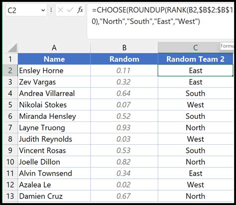 how to generate random groups in excel formula