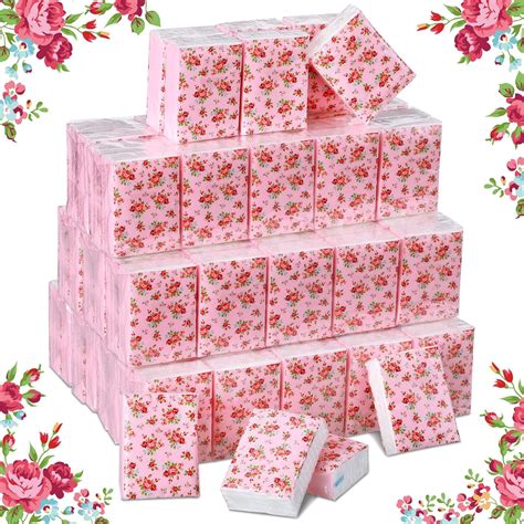 100 Packs Tissue Packs Floral Travel Tissues Packs Pocket Facial Tissues Soft Mini