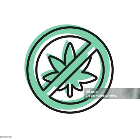 黑線停止大麻或大麻葉圖標隔離在白色背景禁止吸食大麻大麻符號向量插圖向量圖形及更多上癮圖片 上癮 上癮者 停止標誌 Istock