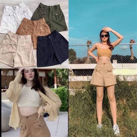 กางเกงขาสั้นวินเทจ ️กางเกงสายแคมป์ กางเกงบาร์บี้ เอวสม็อคหลัง มือ1 Punch Pa Thaipick