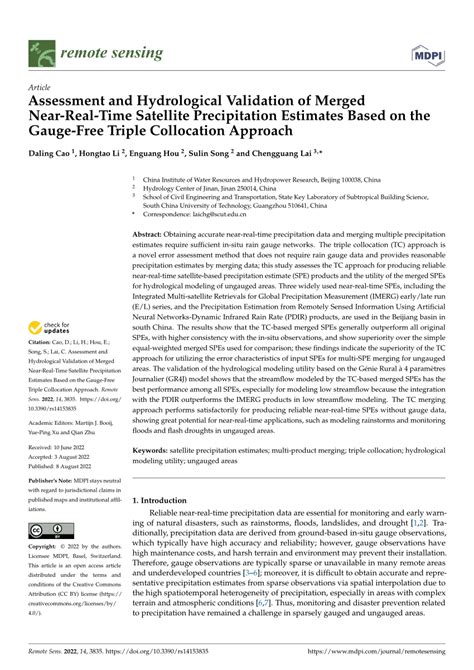 Pdf Assessment And Hydrological Validation Of Merged Near Real Time