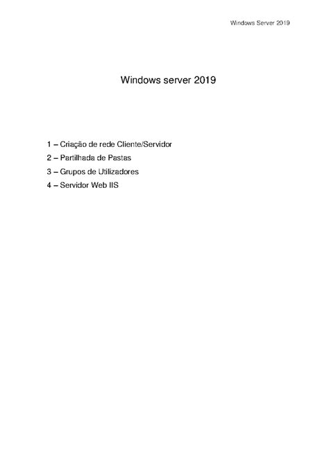 Rede Cliente Servidor Windows Server Windows Server 2019 1 Criação De Rede Cliente Servidor