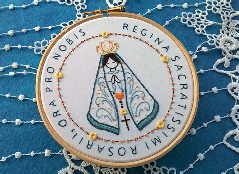 Virgin Mary Embroidery Kit Regina Sacratissimi Rosarii Ora Etsy