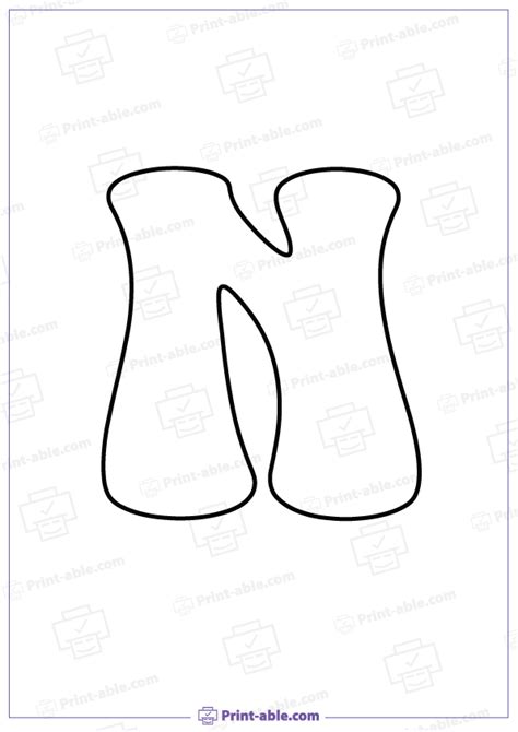 Free Bubble Letter N Printable Print Able
