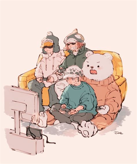 Trafalgar Law Bepo Penguin And Shachi One Piece Drawn By Akutaji