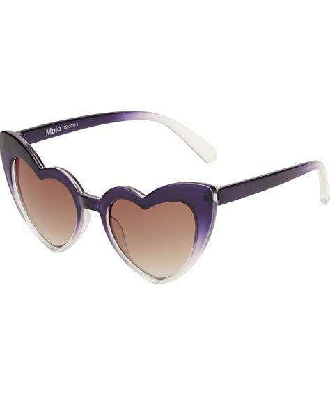 Sana Indigo Sky Sunglasses In Heart Shape In Black And White Molo