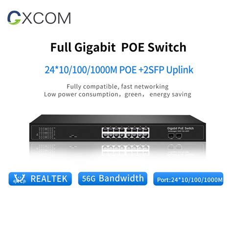 M PoE Ports Gbe SFP Gigabit Ethernet Unmanaged W Port PoE Switch For IP