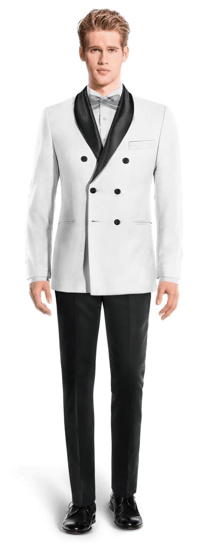 White Linen Double Breasted Shawl Lapel Tux Jacket