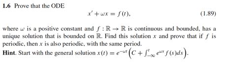 Solved Prove that the ODE x ωx f t where ω is a Chegg