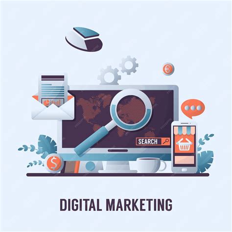 Concept De Marketing Numérique Avec Publicité En Ligne Et Symboles