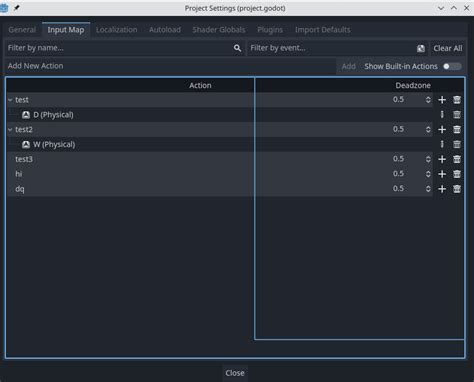 When Adding A New Action In The Input Map Tab All Closed Inputs Will