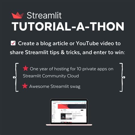 📣 Streamlit Tutorial A Thon Reminder Rstreamlitofficial