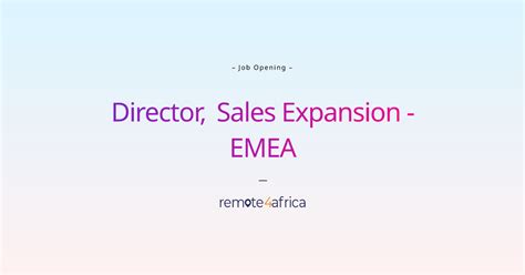 Remote Director Sales Expansion Emea Job At Human Resource Services