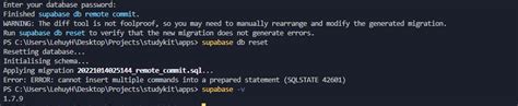 applying migrations returns cannot insert multiple commands into a