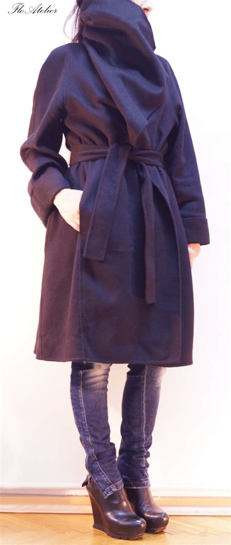 Shawl Collar Coatblack Wool Coatwinter High Collar Etsy