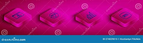 Set Isometric Line Browser With Exclamation Mark Sales Funnel Chart Pie Infographic And Data