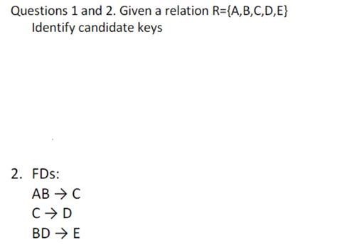 solved questions 1 and 2 given a relation r {a b c d e}