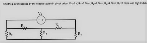 Solved Find The Power Supplied By The Voltage Source In