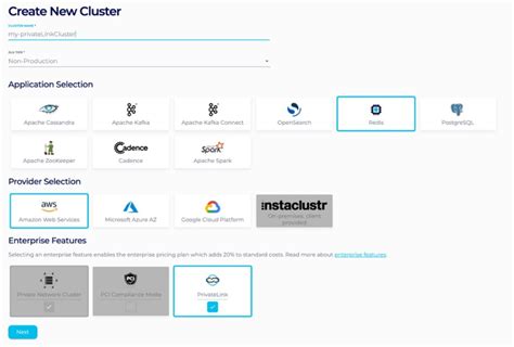 creating a privatelink redis cluster instaclustr