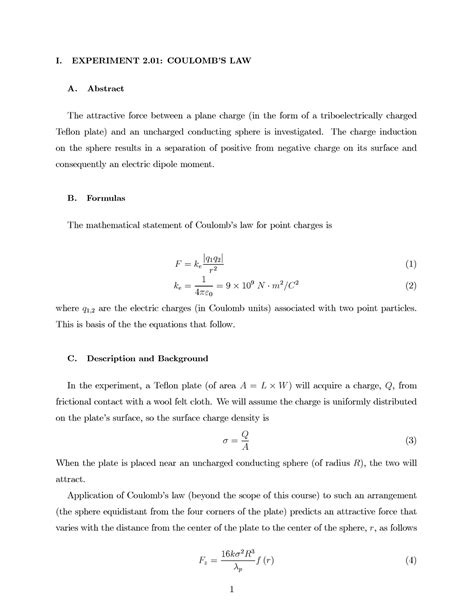 physics lab 2 lab work i experiment 2 coulombís law a abstract