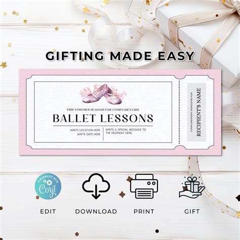 Ballet Lessons T Voucher Editable Dance Lessons Coupon Template