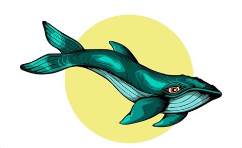 Premium Vector Green Humpback Whale Vector Illustration Design