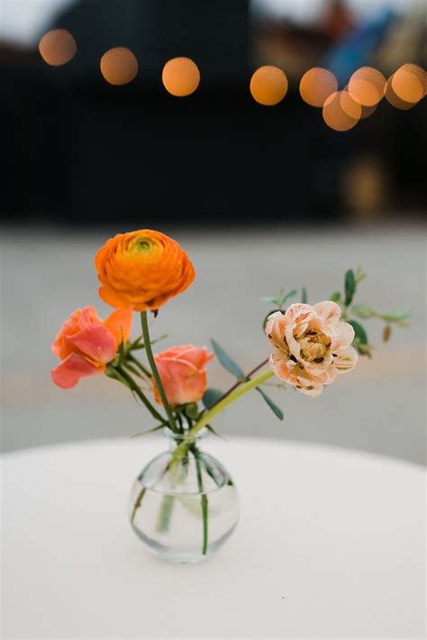 Bud Vase Arrangement In Oranges And Peach Bud Vases Arrangements