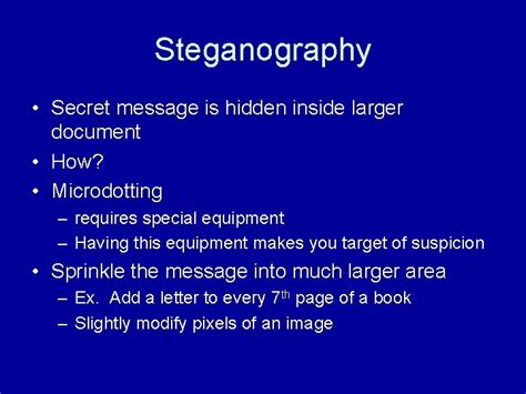 Outline Secret Communication Steganography Cryptography Goal Sender Has