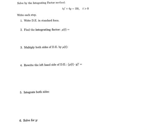 Solved Solve By The Integrating Factor Method Chegg