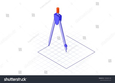 Compass Draws Square Isometric Projection On Stock Vector Royalty Free
