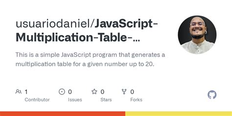 Github Usuariodanieljavascript Multiplication Table Generator This