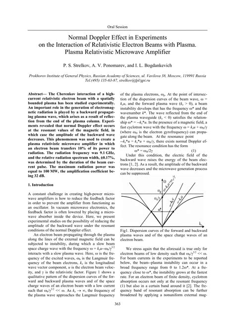 Pdf Normal Doppler Effect In Experiments On The Interaction Of Relativistic Electron Beams