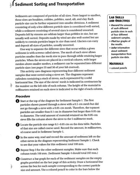 Sediment Sorting And Transportation LAB SKILLS AND Chegg Com