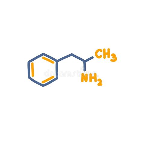 Amphetamine Icon Chemical Formula Molecular Structure 3d Rendering