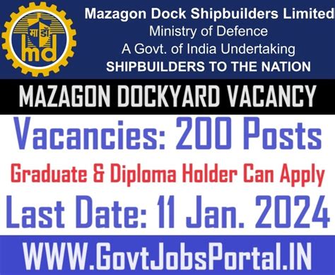 Mazagon Dock Shipyard Recruitment 2024 Graduate And Diploma Apprentice