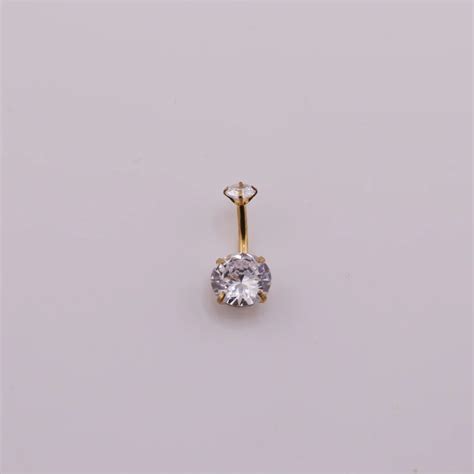 پیرسینگ ناف طلایی نگین گرد اکسسوری گلامور