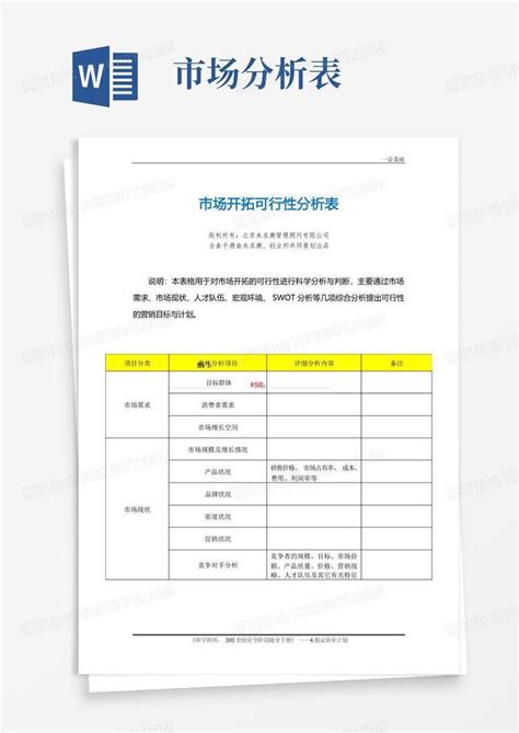 市场开拓可行性分析表word模板下载 编号ljymwzjk 熊猫办公