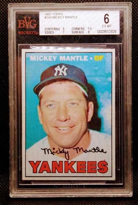 1967 Topps Mickey Mantle New York Yankees Bvg 6 Ex Mt Near Etsy