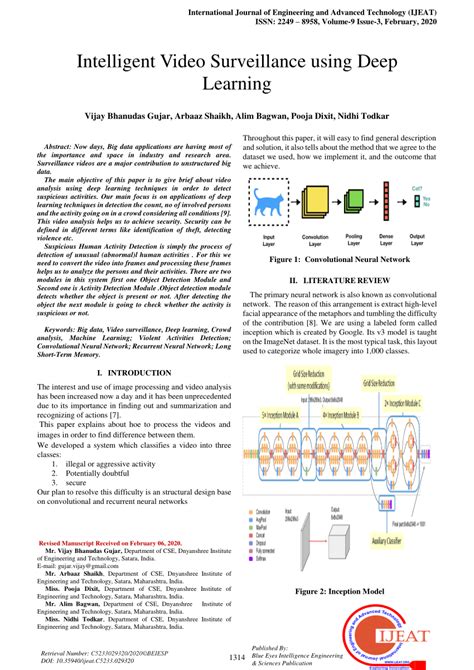 Pdf Intelligent Video Surveillance Using Deep Learning